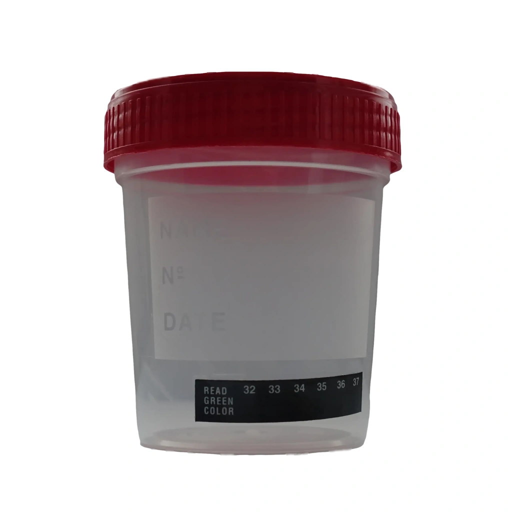 Behållare för urinprov - inklusive temperaturmätare